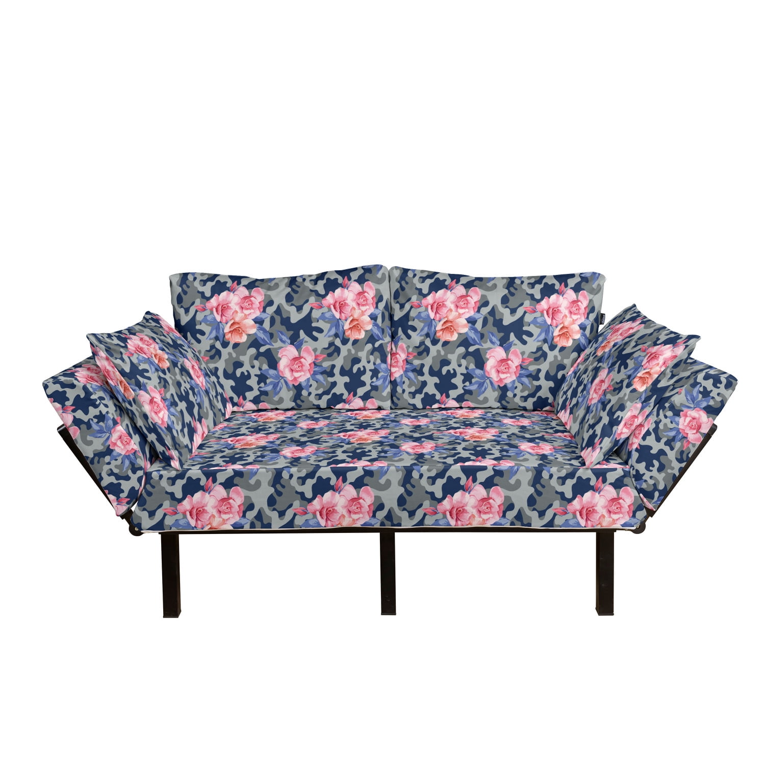 Camo Futon Couch, Victorian Theme Pink Retro Design Roses Urban Fashion ...