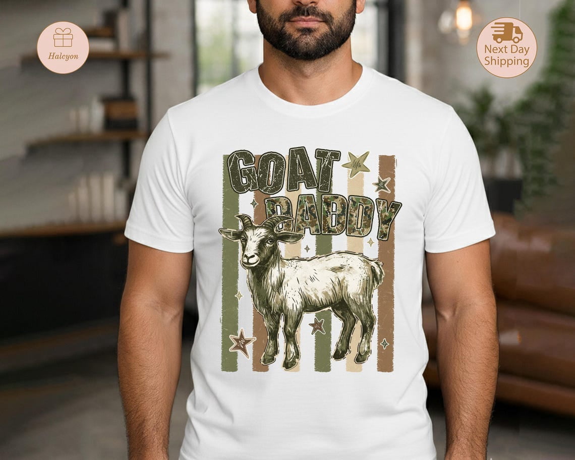 Camo Goat Daddy Shirt Farm Animal Dad Outdoor Hunting Sweater T-Shirt ...
