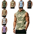 Camo Graphic Sleeveless Hoodies for Men Casual Workout Hooded Tank Tops ...