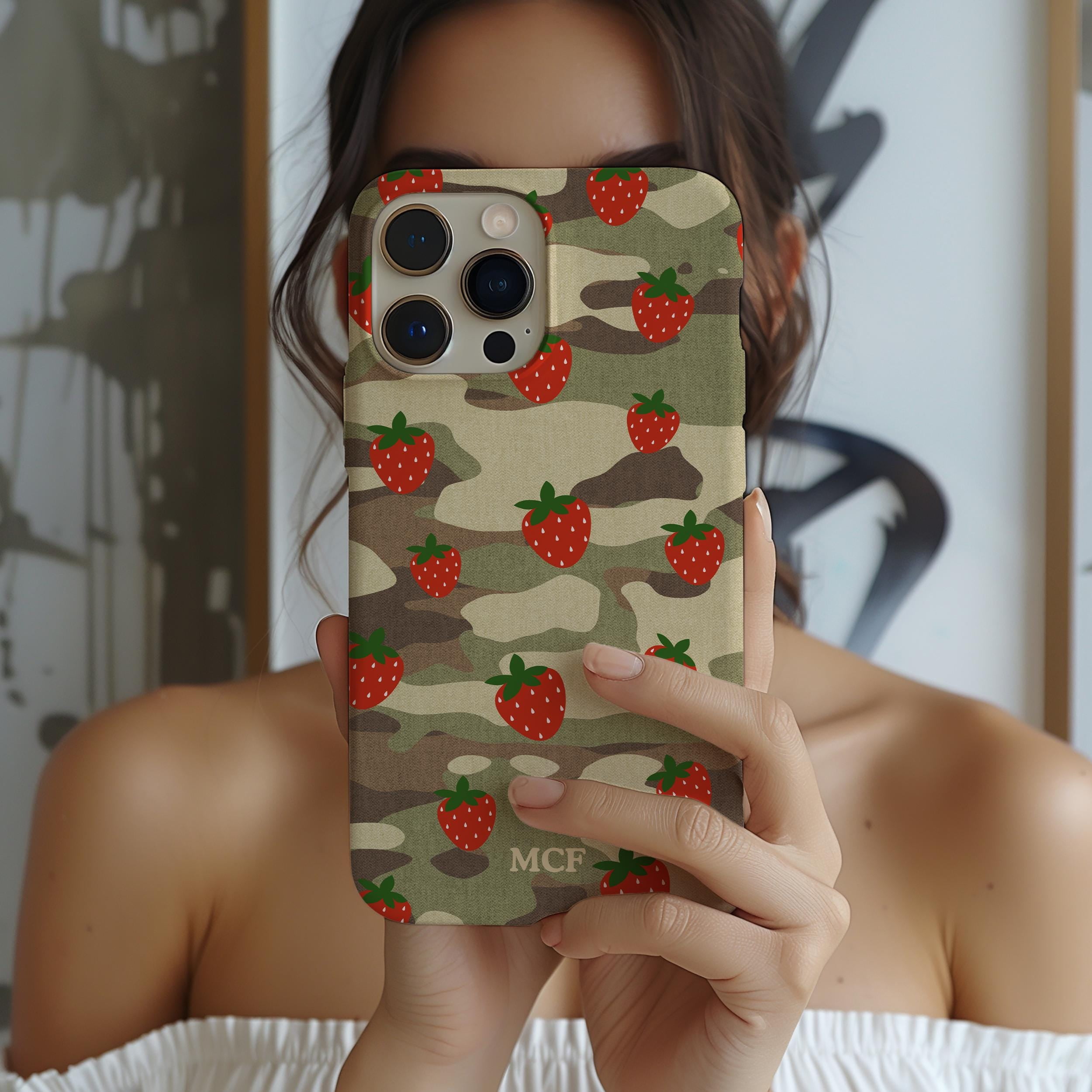 Camo Green Case With Whimsical Cottagecore Fruit Art for iPhone 17 to ...
