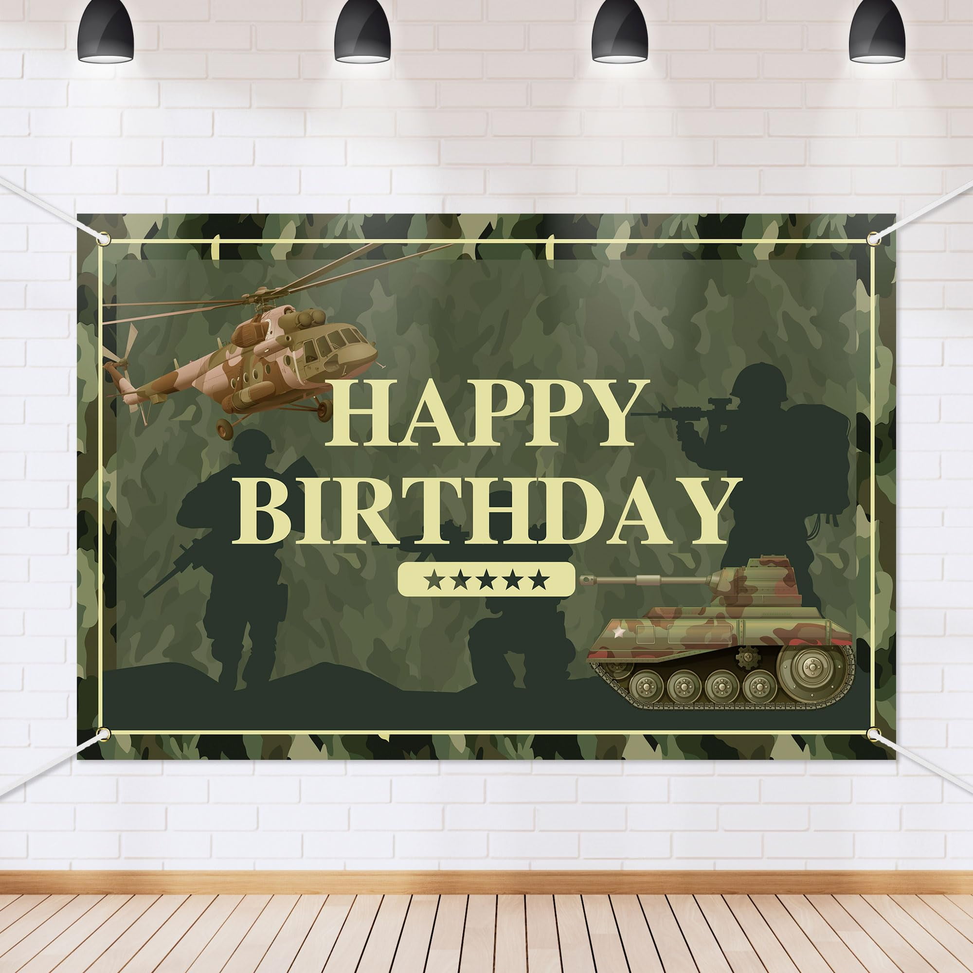 Camo Happy Birthday Backdrop Banner Army Military Camouflage Theme ...