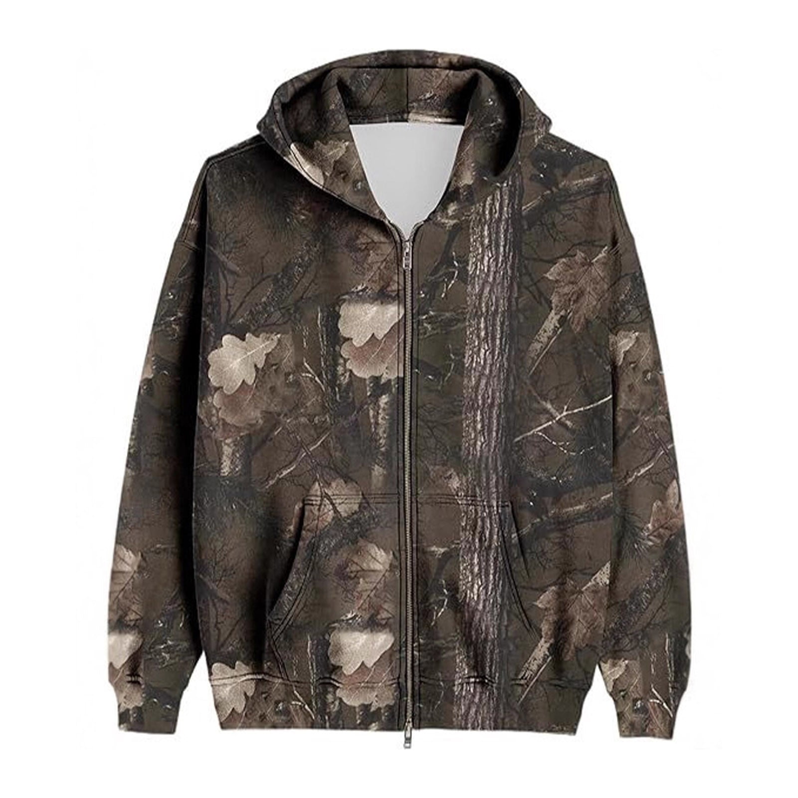 Camo Hoodie for Womens Maple Leaf Print Long Sleeve Zip Up Jackets ...