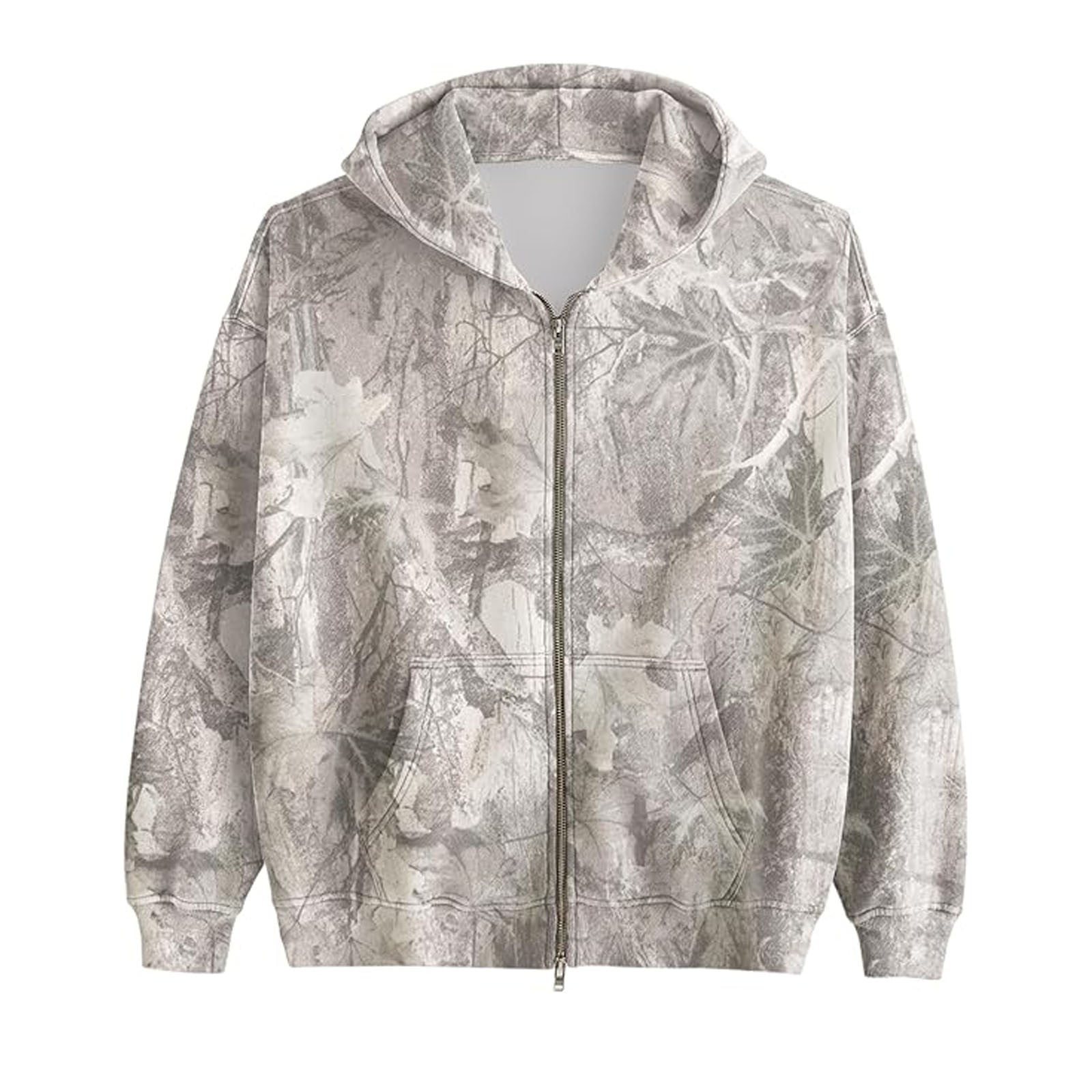 Camo Hoodie for Womens Maple Leaf Print Long Sleeve Zip Up Jackets ...