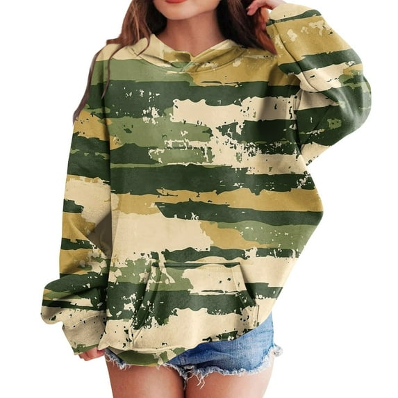 Camo Hoodies For Teen Girls Boys Oversized Long Sleeve Sweatshirt ...