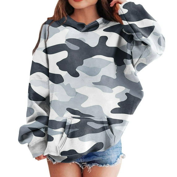 Camo Hoodies For Teen Girls Boys Oversized Long Sleeve Sweatshirt ...