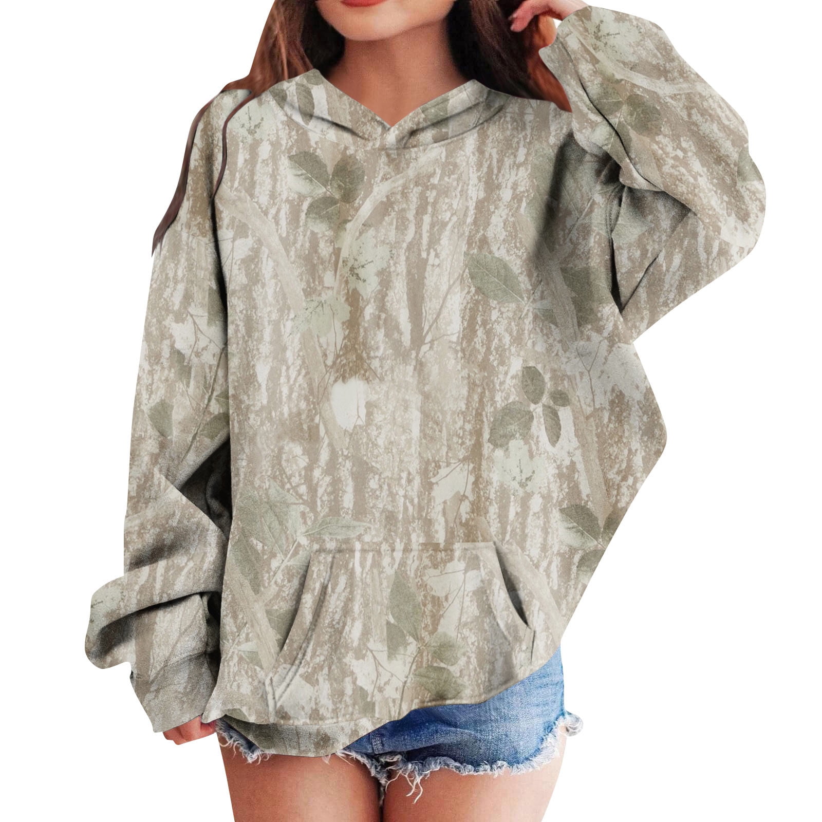 Camo Hoodies for Kids Boys Girls Cute Sweatshirt Maple Leaf Print Oversized Fleece Sweatshirts ...