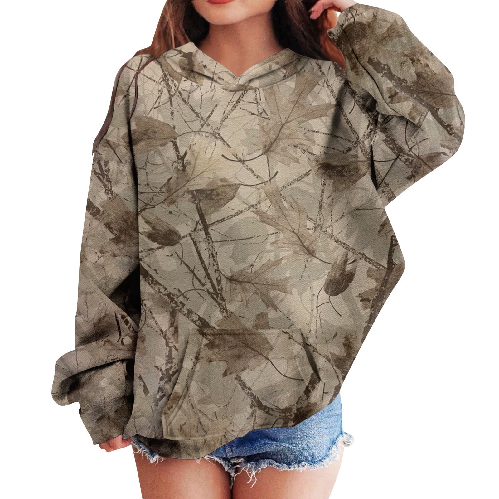 Camo Hoodies for Kids Boys Girls Cute Sweatshirt Maple Leaf Print Oversized Fleece Sweatshirts ...