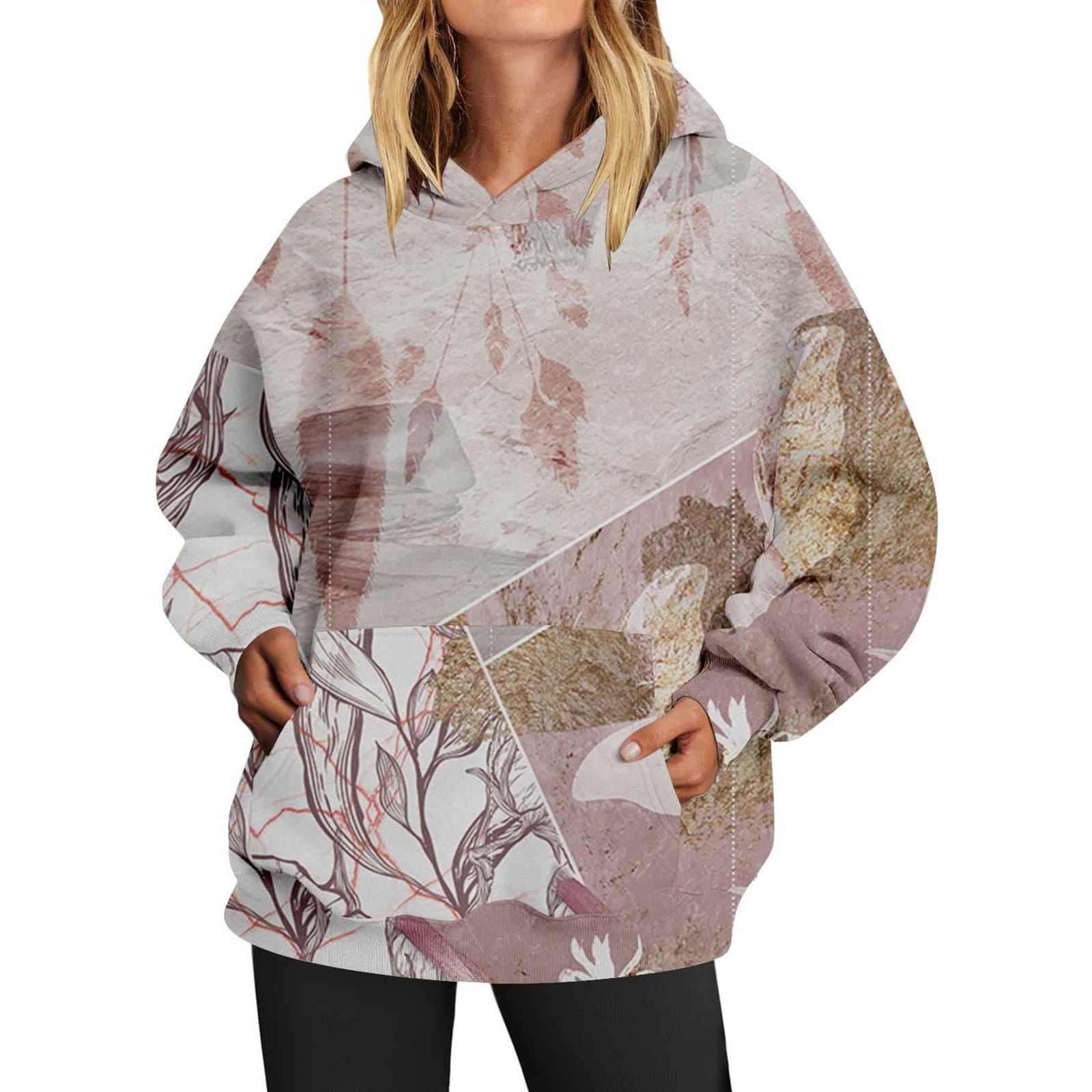 Camo Hoodies For Women Maple Leaf Printed Sweatshirt Oversized Hooded