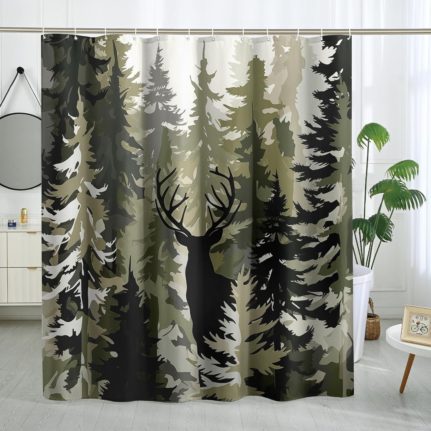 Camo Hunting Deer Shower Curtain Camouflage Woodland Shower Curtains