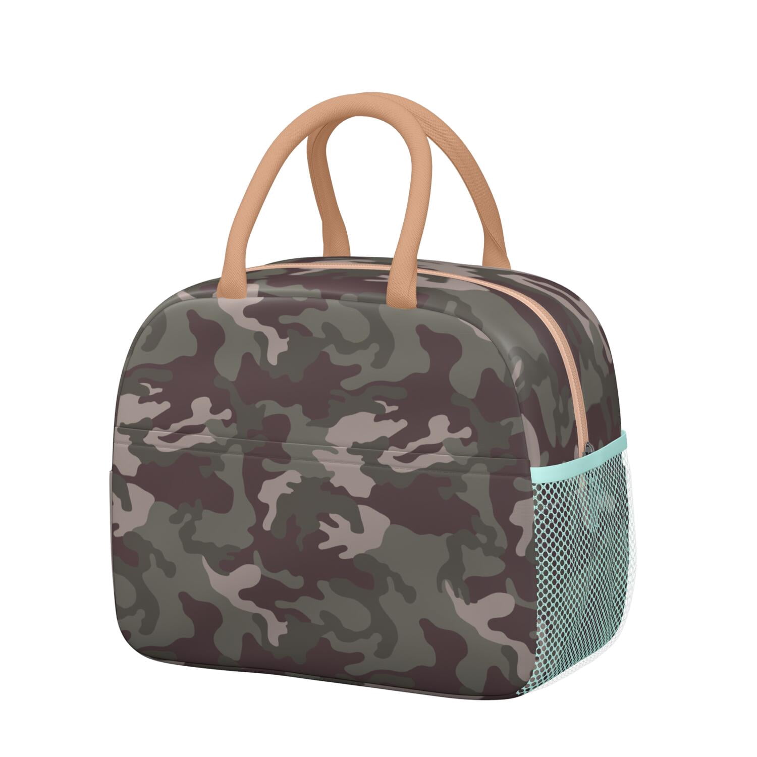 Camo Insulated Lunch Bag – Reusable Thermal Cooler Tote with Tactical ...