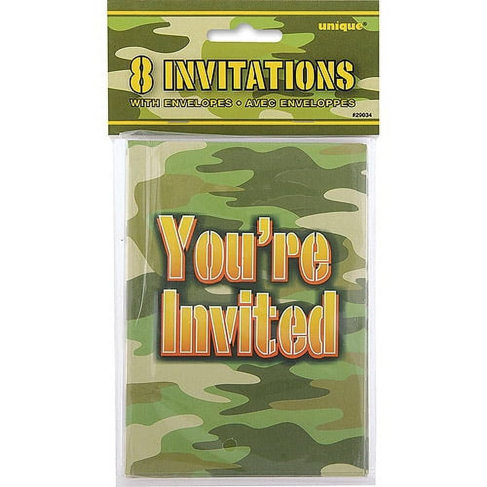 PARTYRama Camouflage Themed Party Invitations with Envelopes - Pack of ...