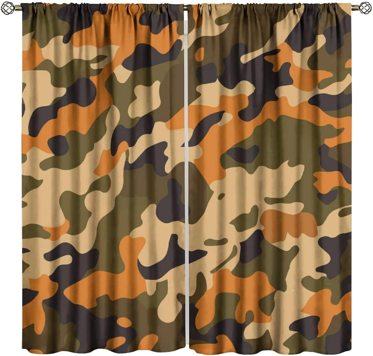 Camo Khaki Blackout Curtains，for Girls Boy Home Decor, Abstract Autumn ...