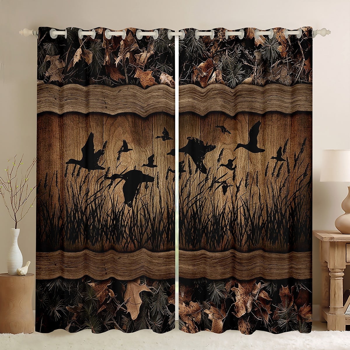 Camo Mallard Duck 30%-50% Blackout Curtains Men Rustic Farmhouse Cabin ...