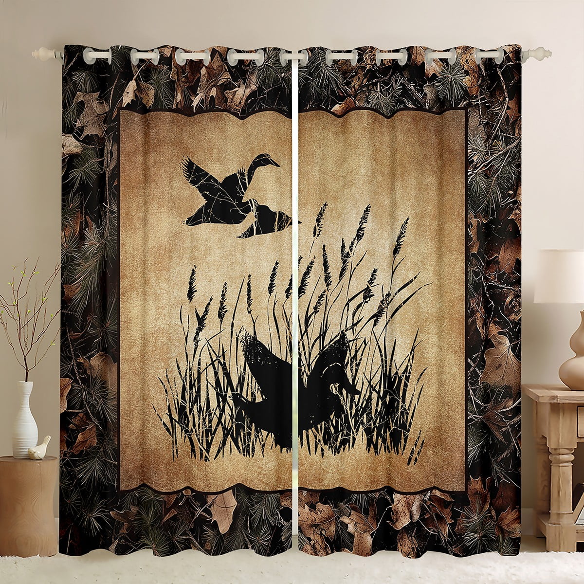 Camo Mallard Duck Window Curtains Rustic Cabin 30%-50% Blackout ...