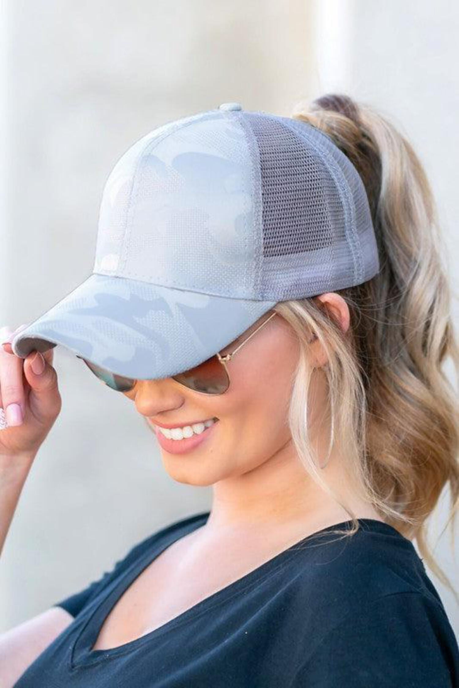 Camo Messy Bun Cap - Walmart.com