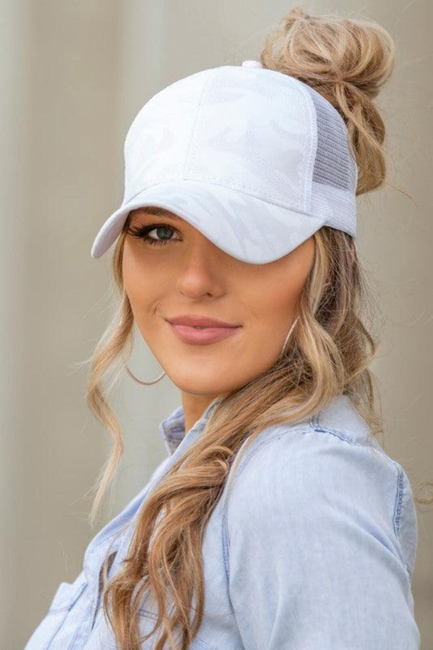 Camo Messy Bun Cap - Walmart.com