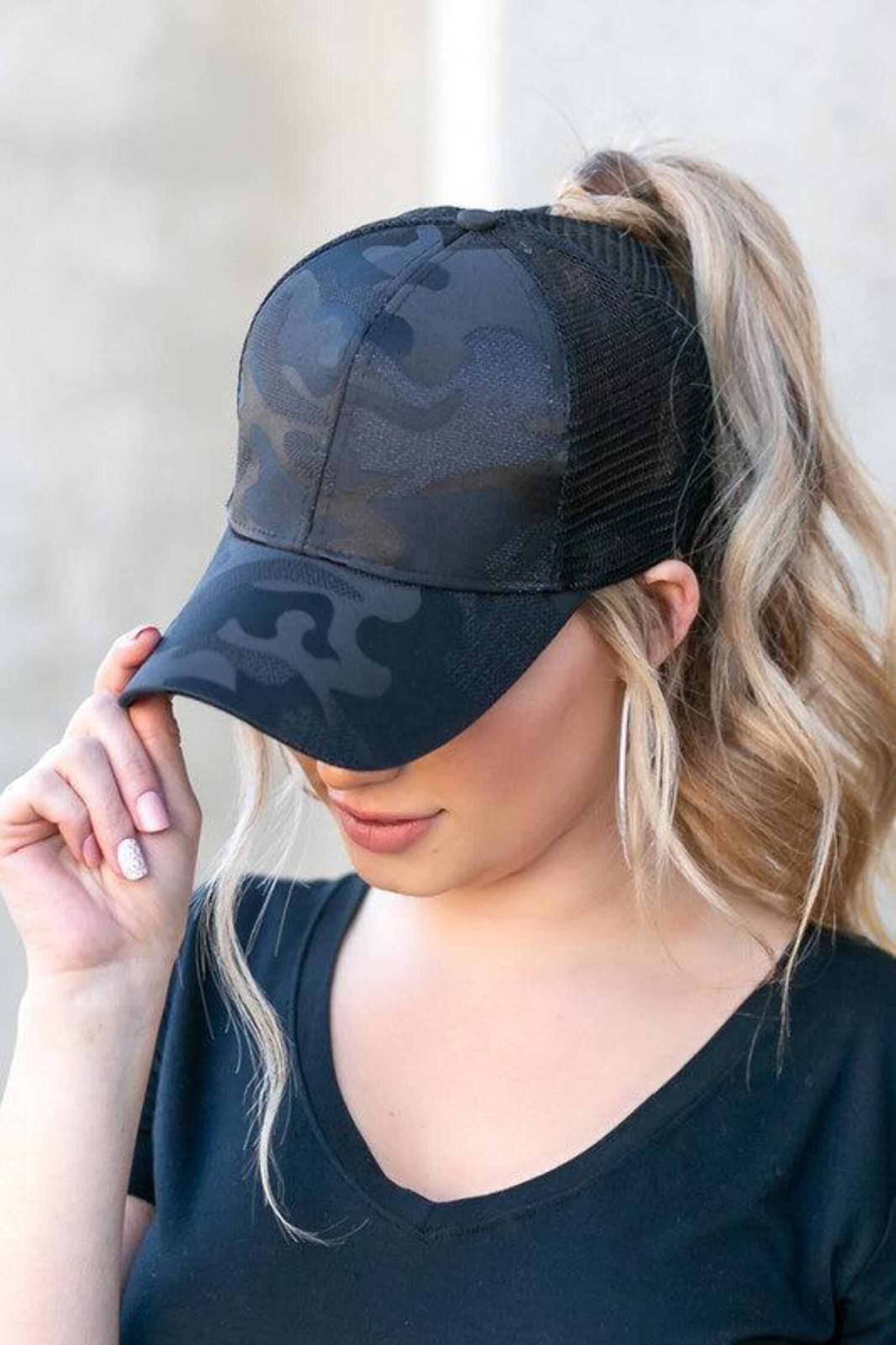 Camo Messy Bun Cap - Walmart.com