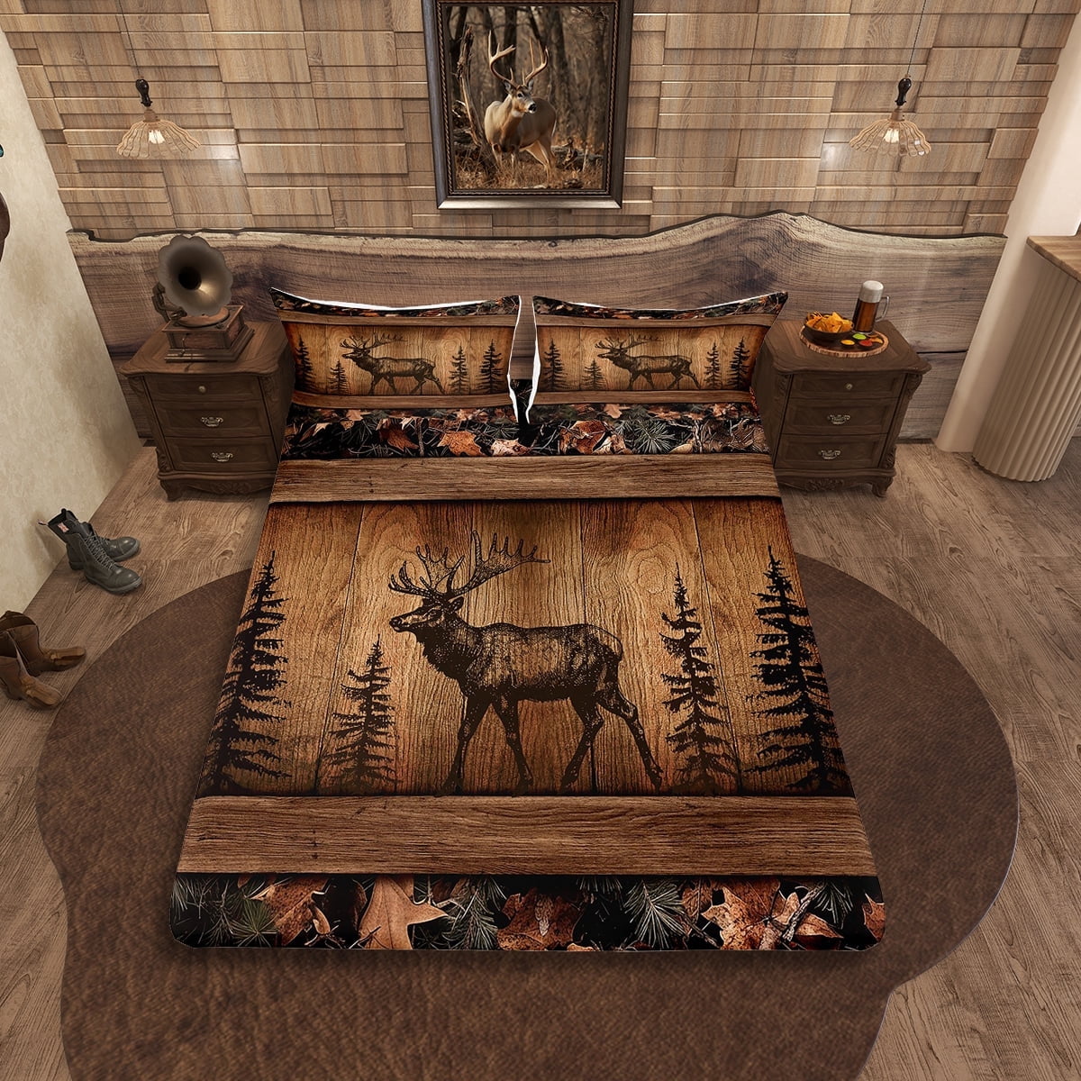 Camo Moose Sheets Rustic Tree Branches Camouflage Sheet Set Queen ...