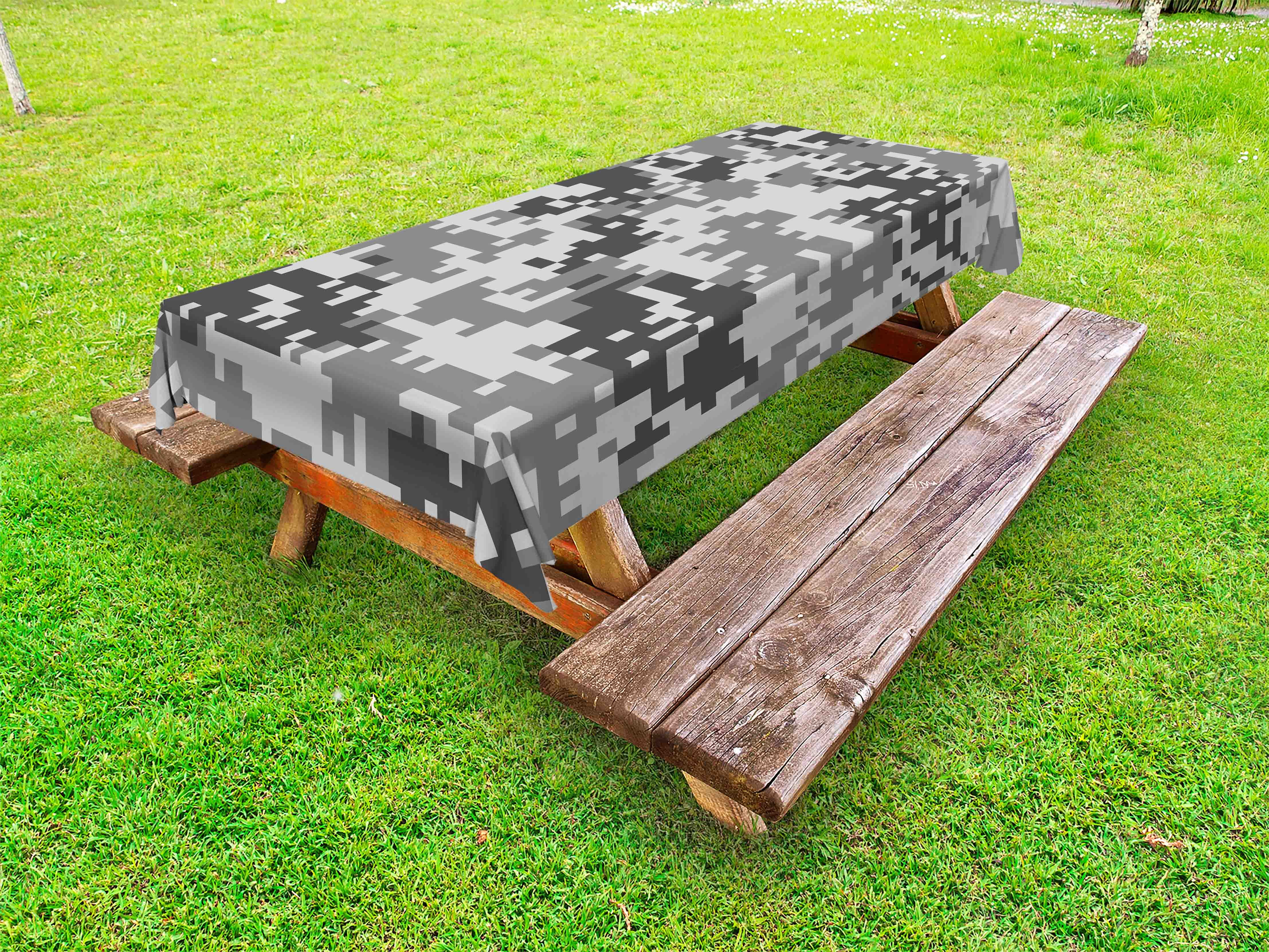 Camo Outdoor Tablecloth, Digital Pixel Effect Modern Design Conceptual ...