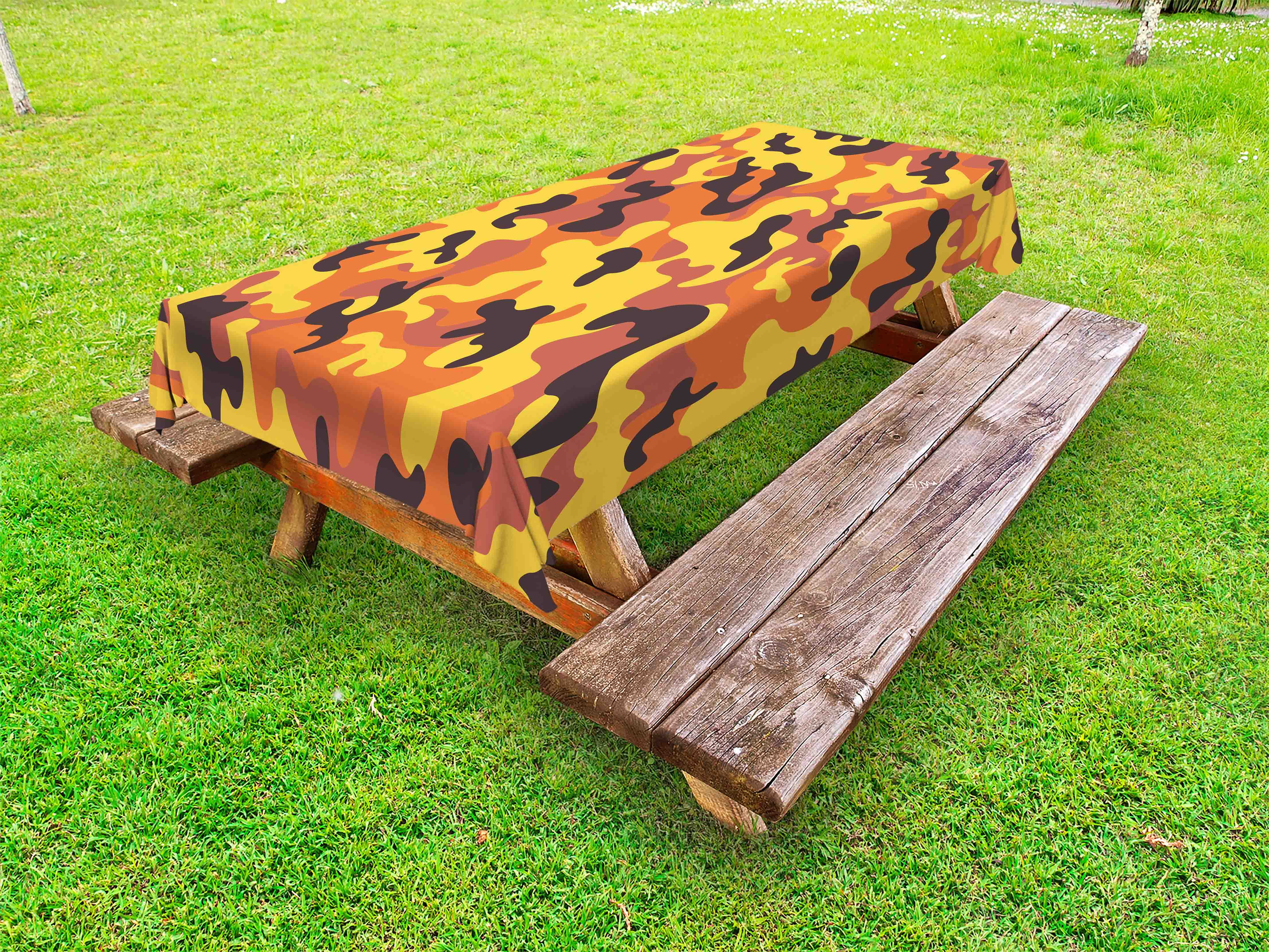 Camo Outdoor Tablecloth, Lively Colors Retro Style Camouflage Texture ...