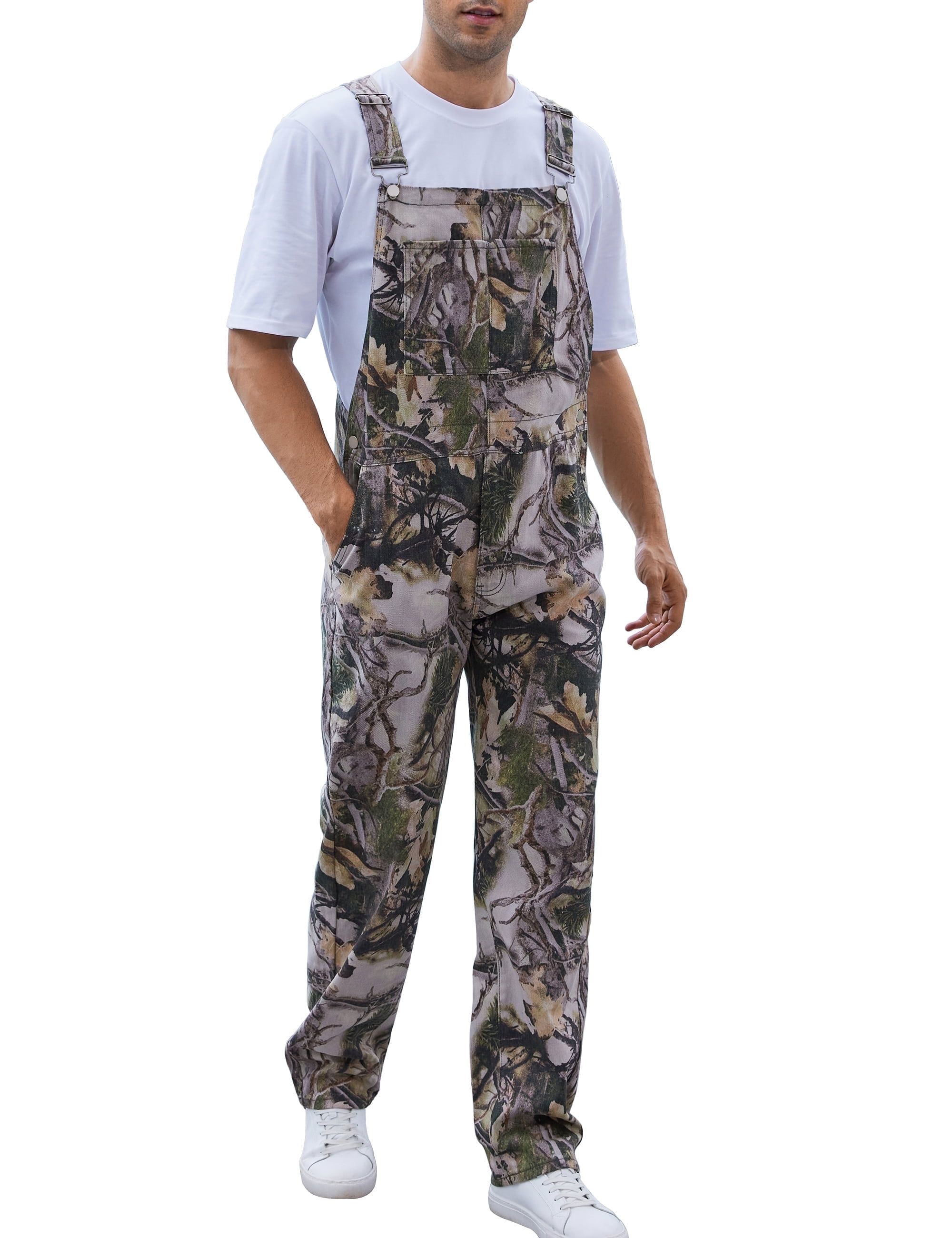 Camo Overalls for Men Work Utility Coveralls Bibs Romper Jumpsuit with ...