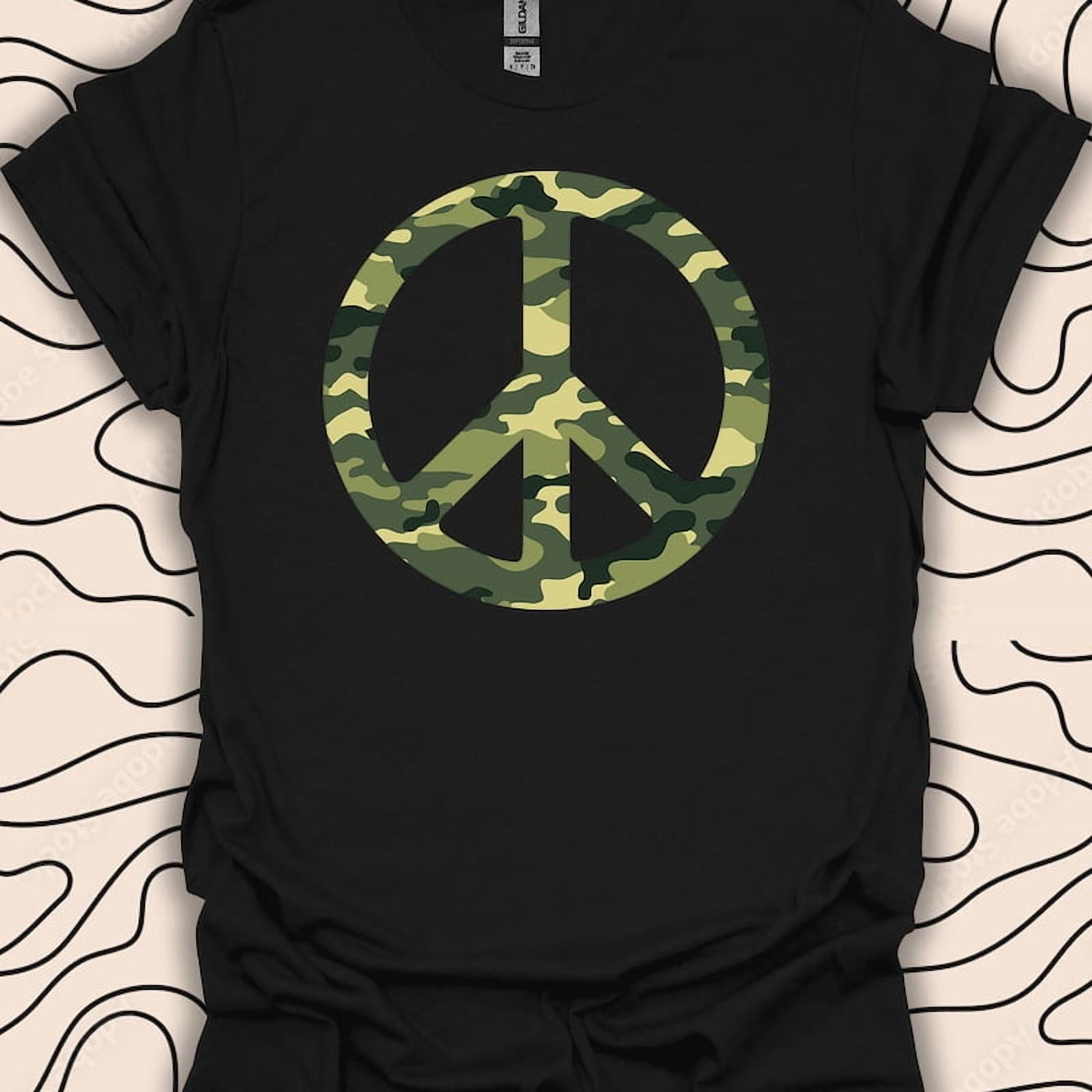 Camo Peace Sign Shirt Military Style Graphic Gift Camouflage Graphic ...