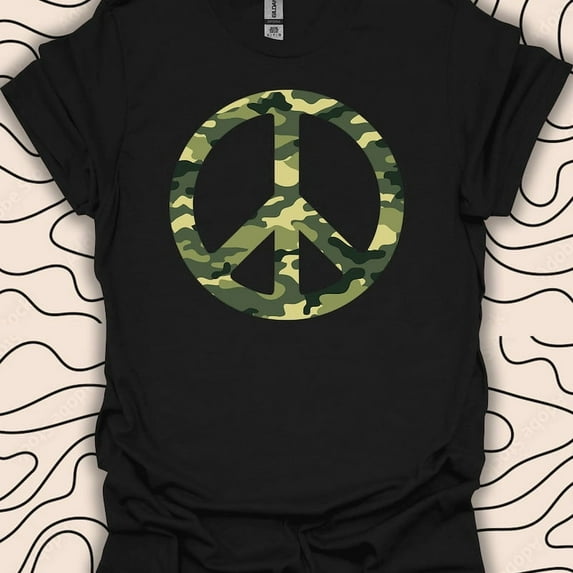 Camo Peace Sign Shirt Military Style Graphic Gift Camouflage Graphic ...
