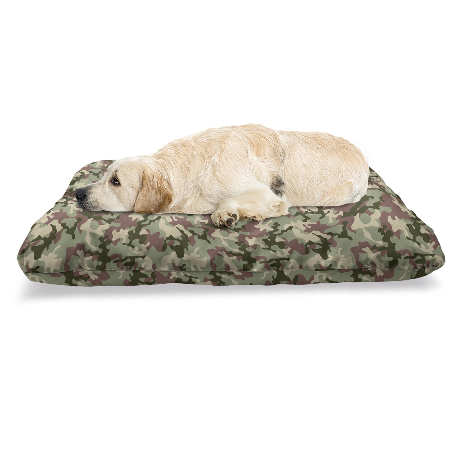 Camo Pet Bed, Illustrated Green Camouflage in Forest Colors Hunter ...