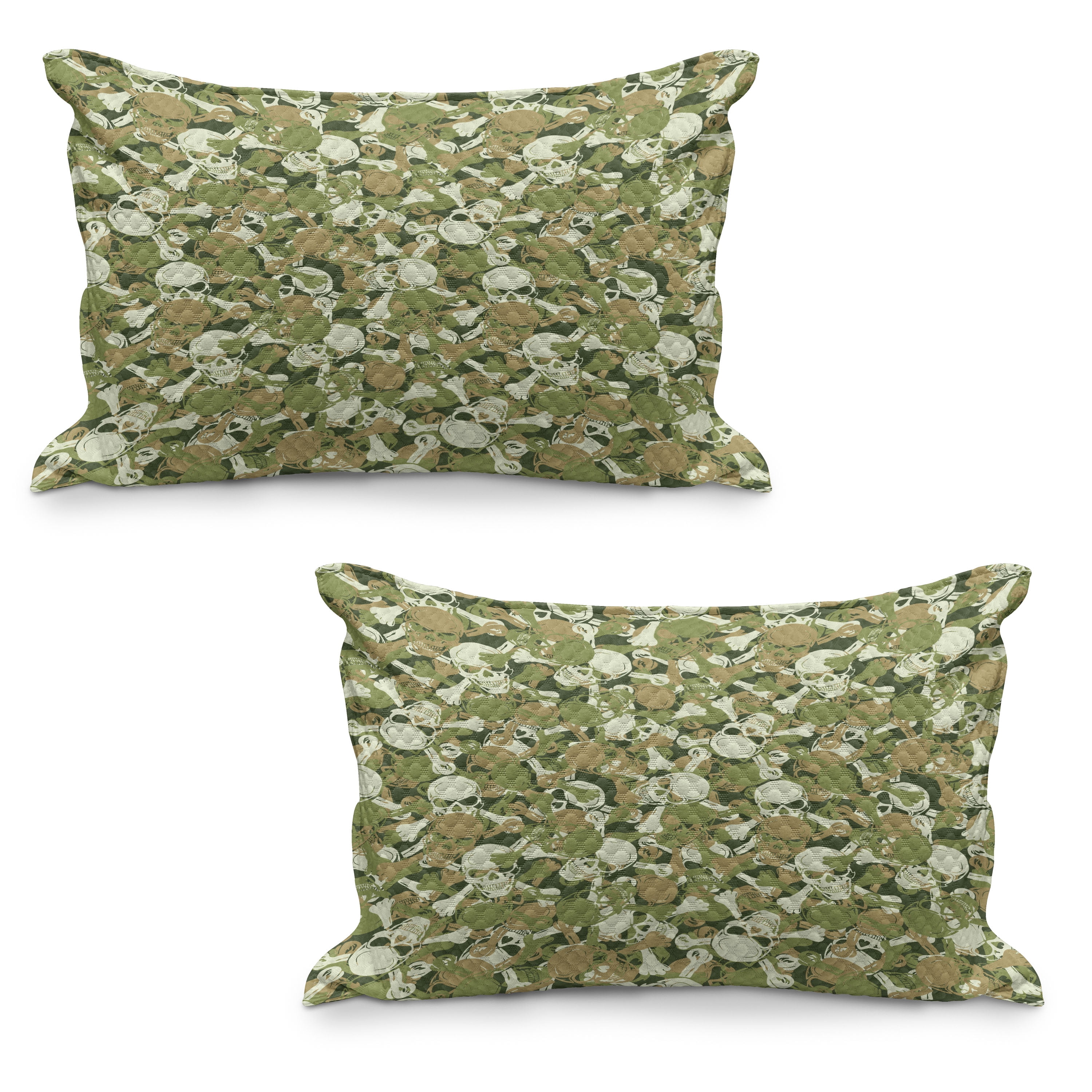 Camo Quilted Pillowcover Set of 2, Sketchy Skulls and Crossbones ...
