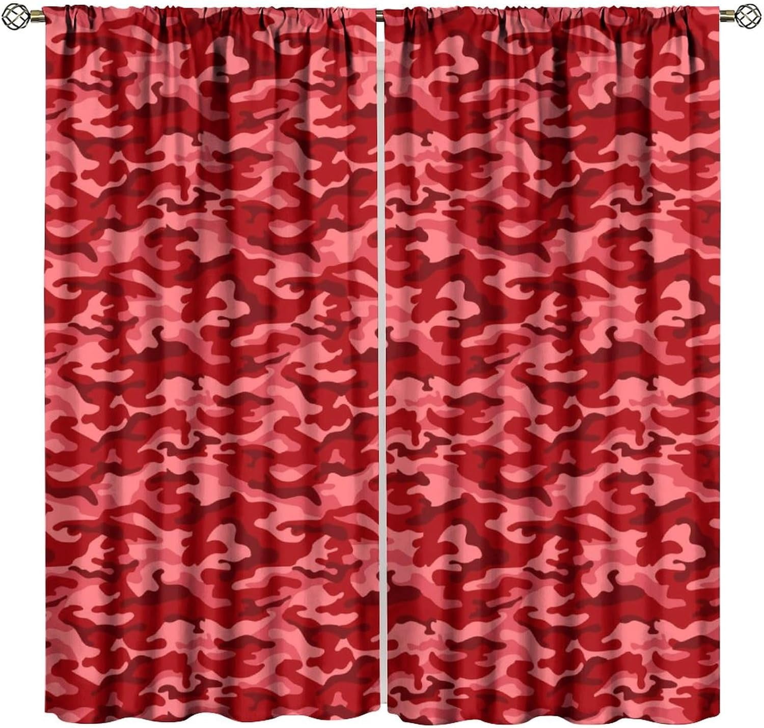 Camo Red Blackout Curtains，for Girls Boy Home Decor, Abstract Black ...