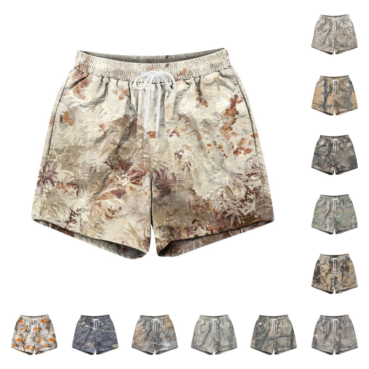 Camo Shorts for Men Casual Drawstring Elastic Waist Beach SweatShorts ...