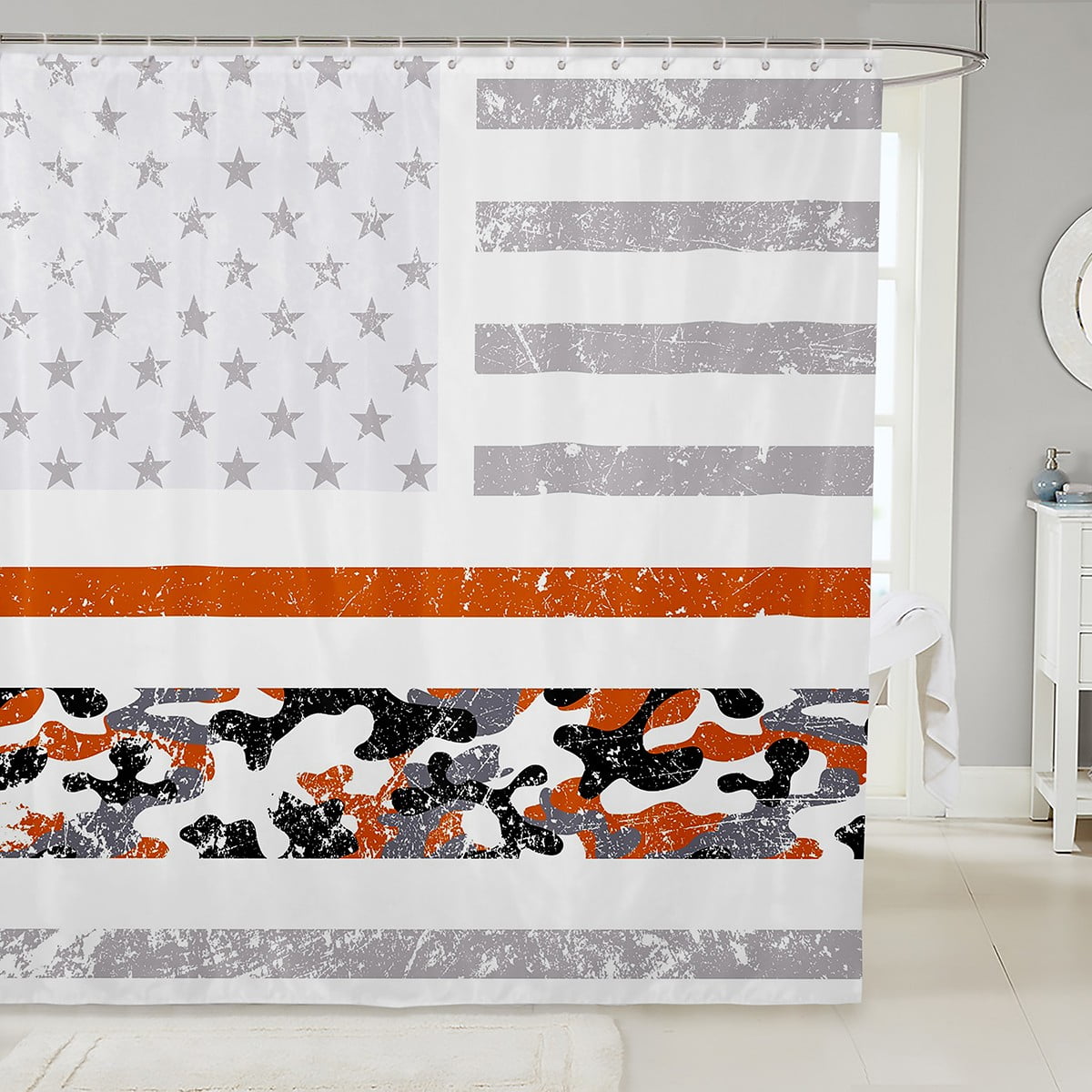 Camo Shower Curtain Patriotic Miliary Shower Curtain Vintage Army Retro ...