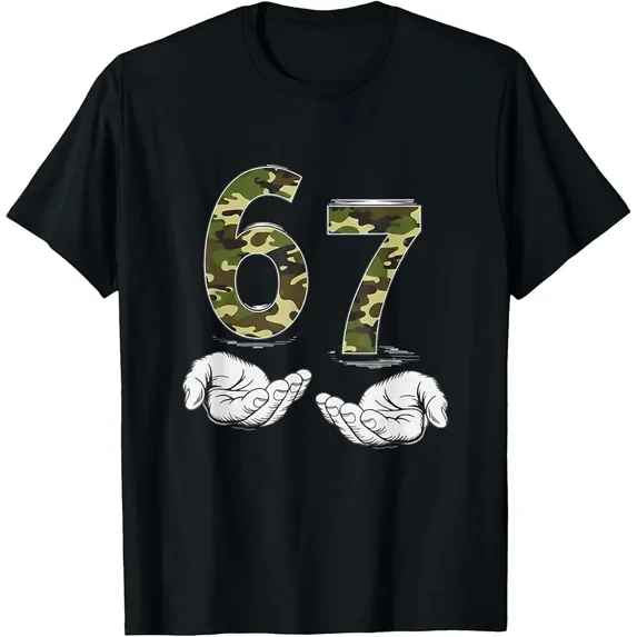 Camo Six Seven 6 7 Meme Gen Alpha Slang 6 7 Hands T-Shirt - Walmart.com