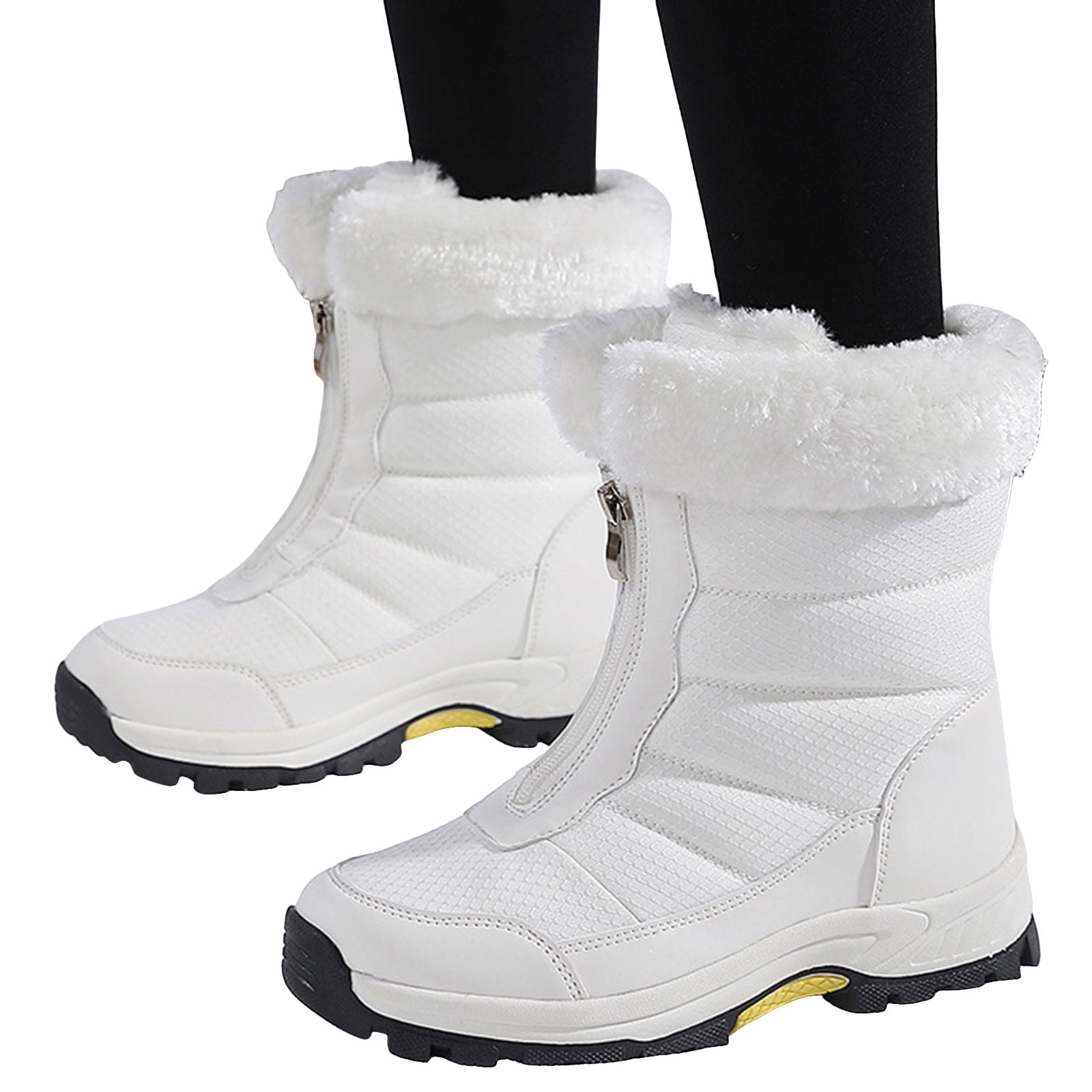 Camo Snow Boots for Women Front Zipper Winter Outdoor Hiking Shoes ...