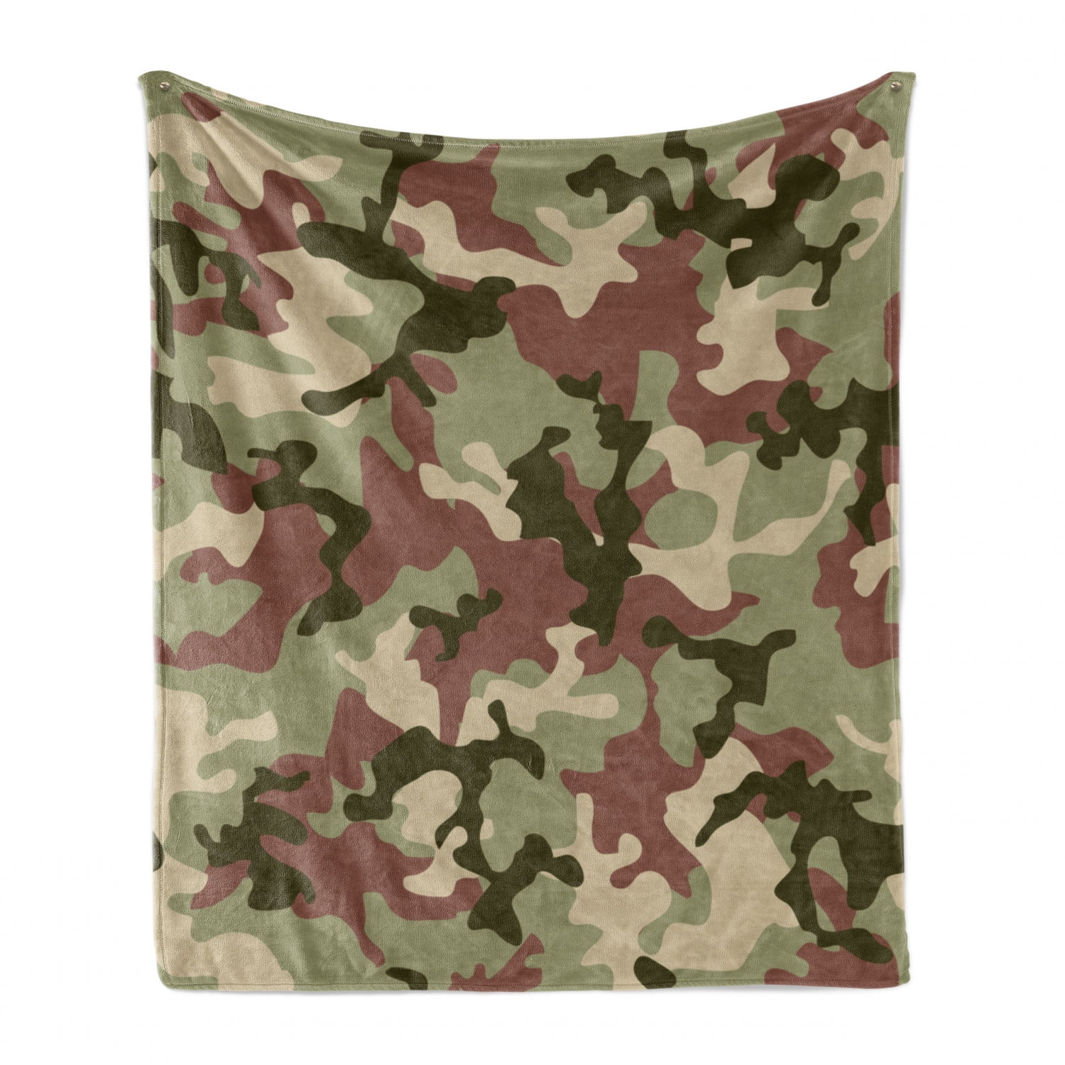 Camo Soft Flannel Fleece Throw Blanket, Illustrated Green Camouflage in ...