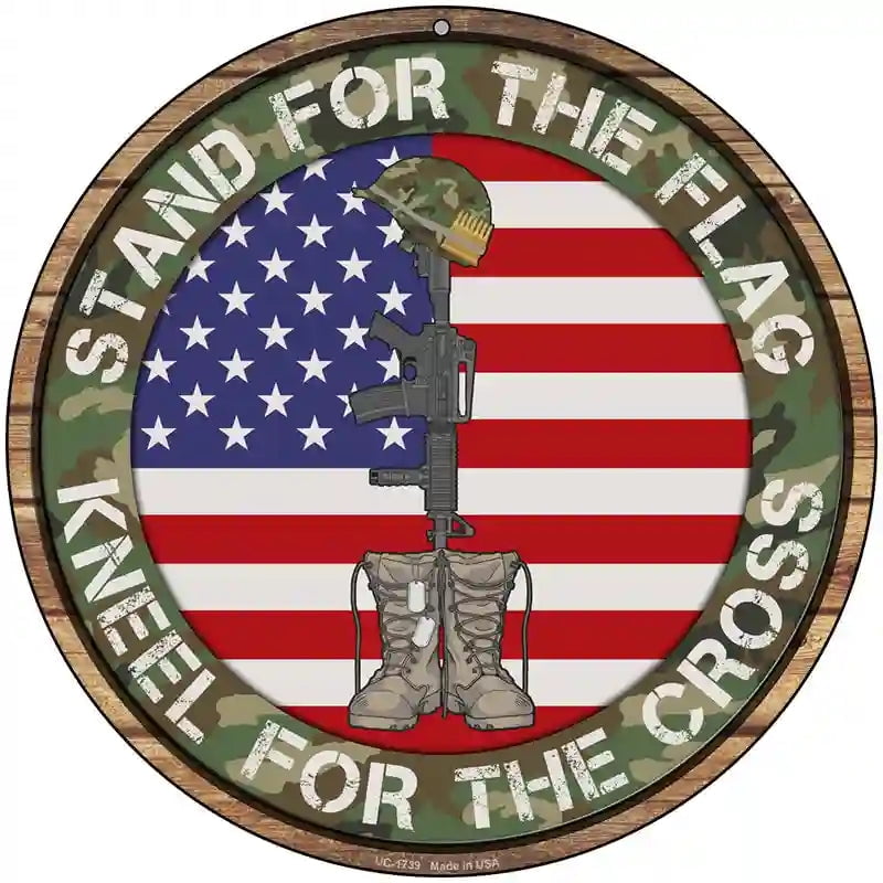 Camo Stand For Flag Novelty Metal Circle Sign8" Sign (UC) - Walmart.com