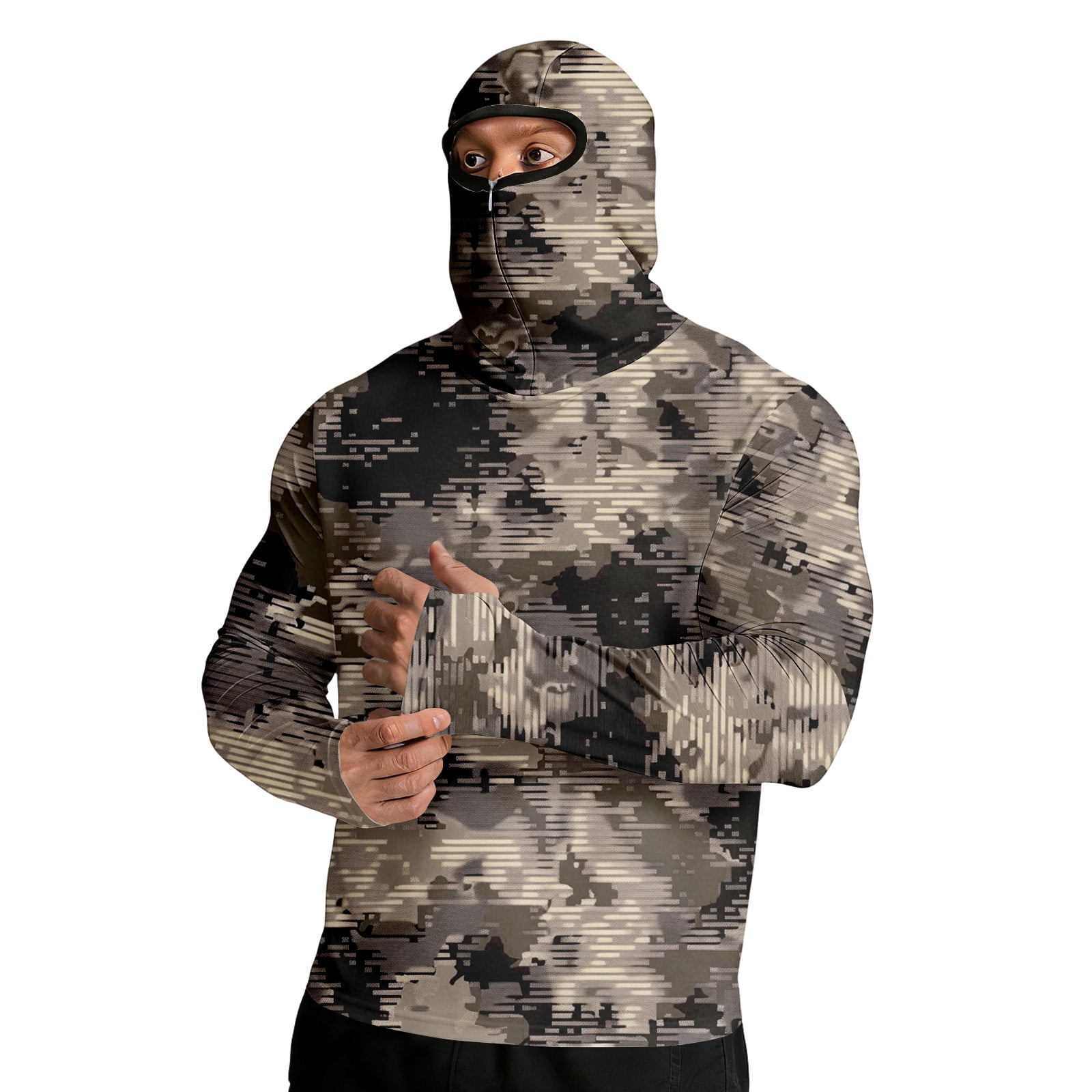 Camo Sun Protection Fishing Shirts for Men UPF 50+ Long Sleeve Hoodie ...