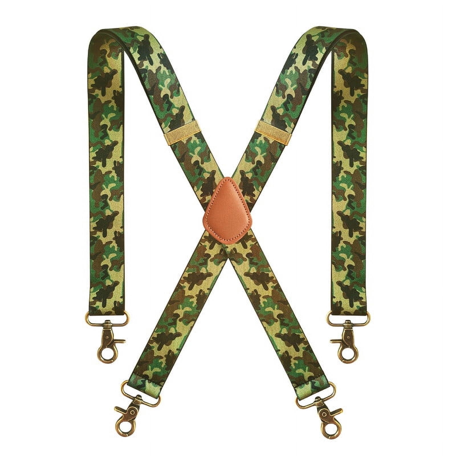 Camo Suspenders for Men Heavy Duty Adjustable X Back 1.4" Wide Mens ...