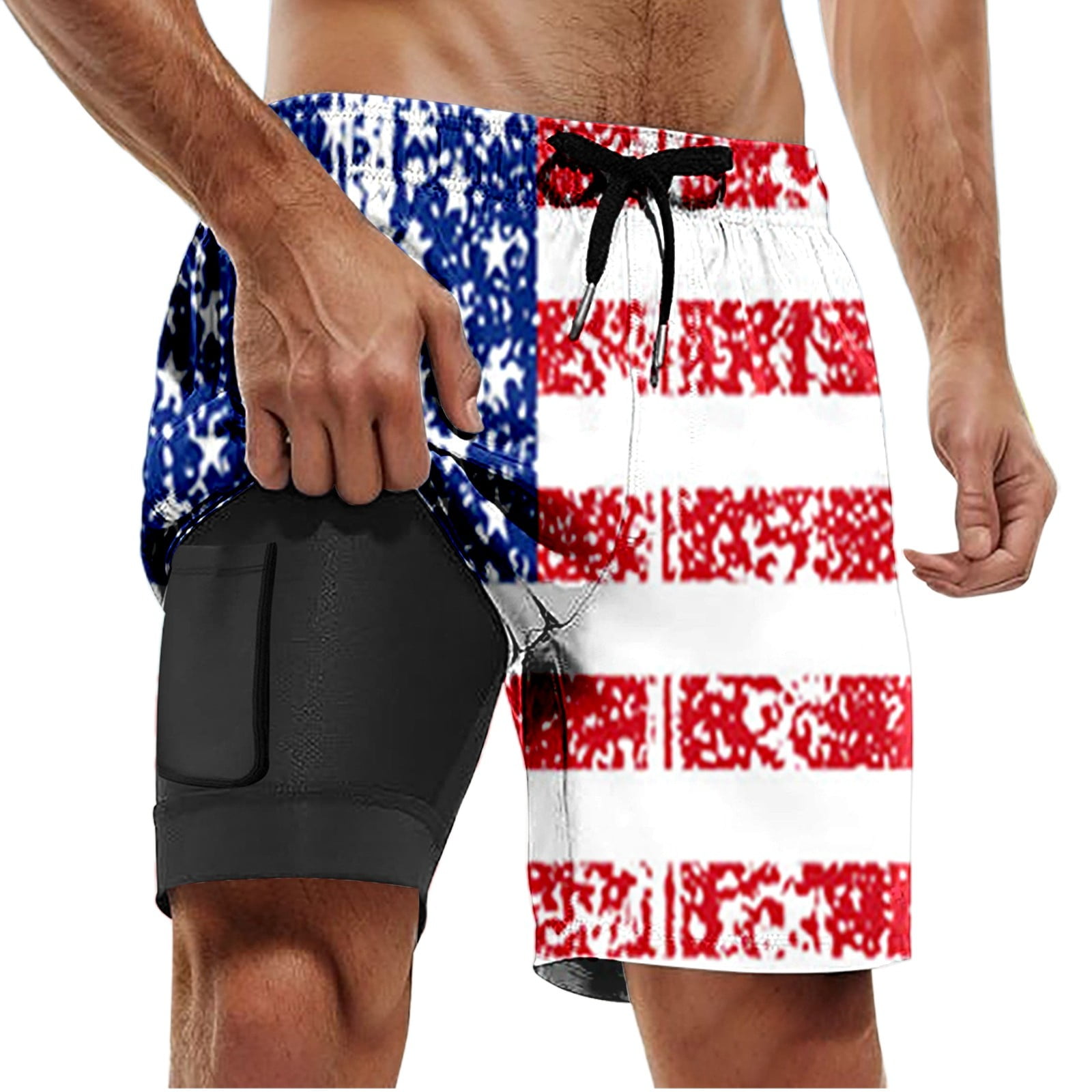 Camo Swim Trunks for Men Quick Dry Elastic Waist Drawstring Bathing ...