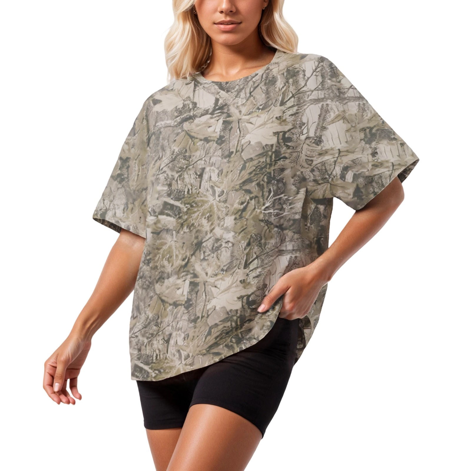 Camo T Shirt for Women Mens Maple Leaf Print Camouflage Crewneck Tees ...