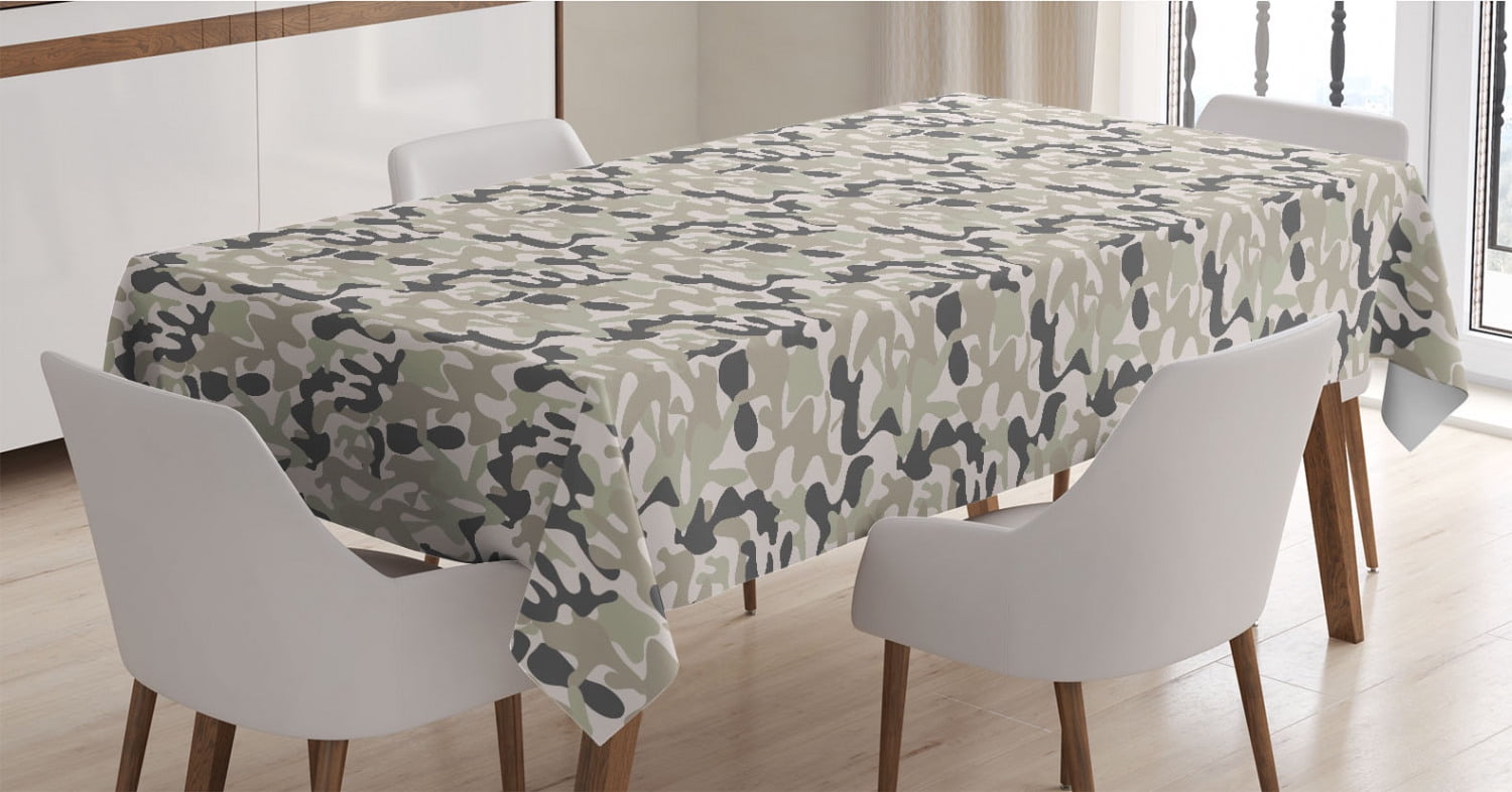 Camo Tablecloth, Modern Pastel Toned Camouflage Repetition Classic ...