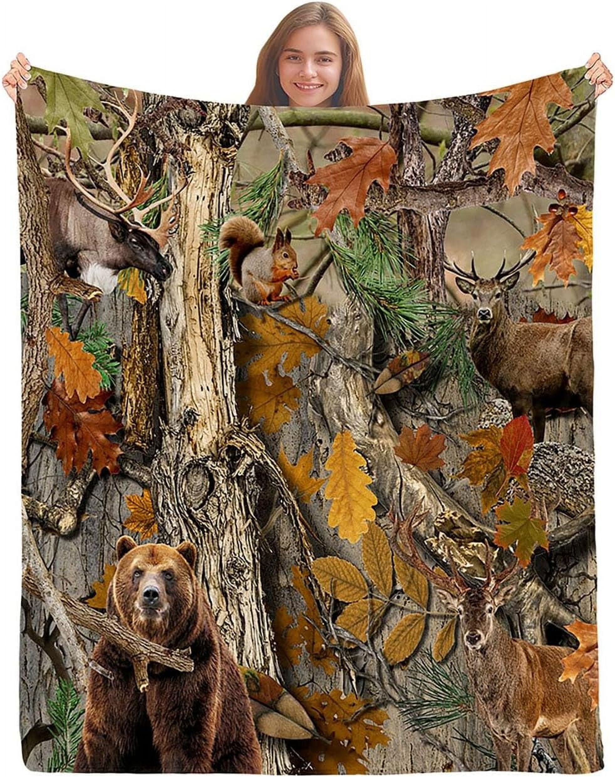 Camo Throw Blanket, Bear Blanket, Moose Deer Blanket, Camouflage Tree ...