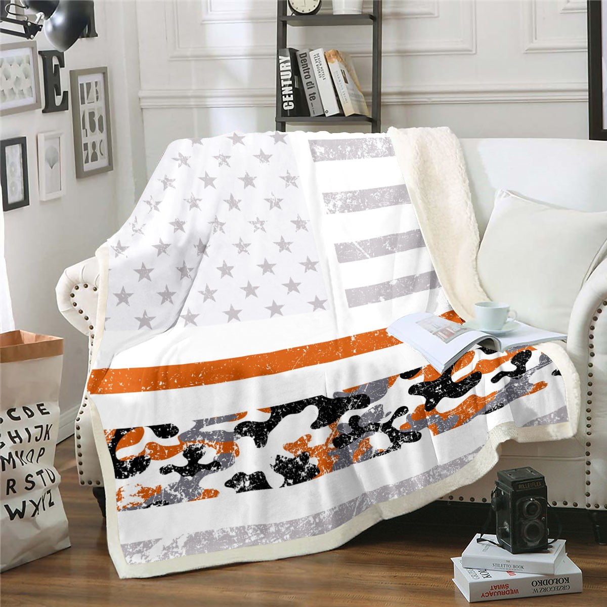 Camo Throw Blanket Patriotic Miliary Fleece Blanket Vintage Army Retro ...