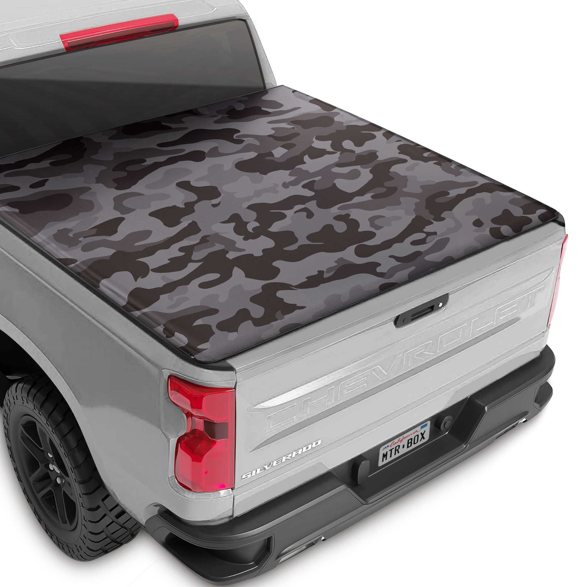 Camo Tonneau Cover Soft Roll-up Truck Bed Protector for Chevrolet Chevy ...