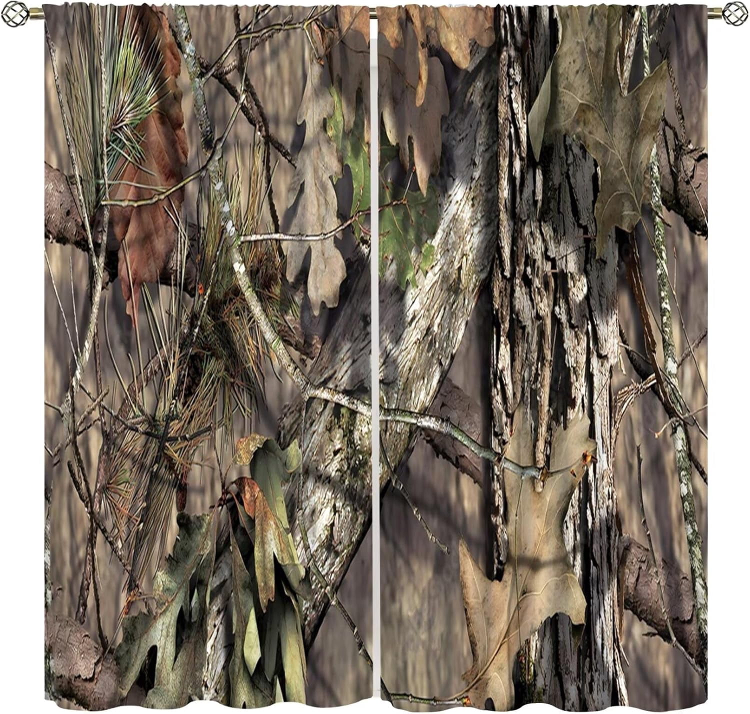 Camo Tree Curtains,Camouflage Forest Conifer Oak Branches Leaves Mossy ...