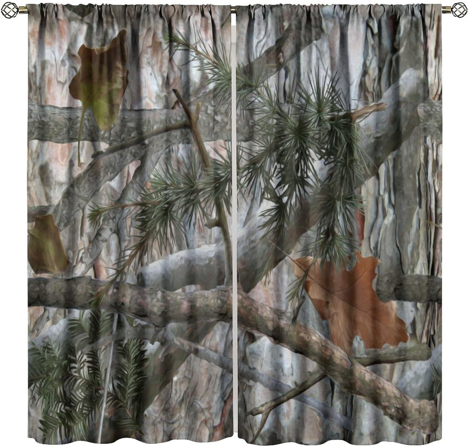 Camo Tree Curtains Forest Camouflage Curtain with Rod Pocket for ...