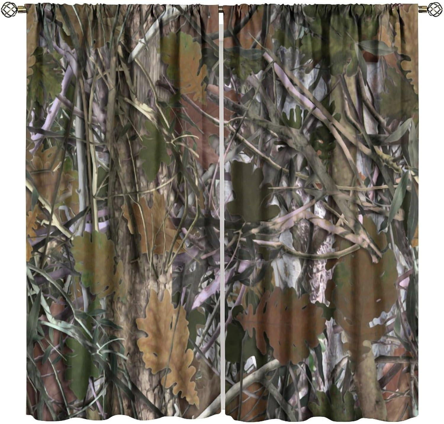 Camo Tree Curtains, Realistic Forest Camouflage Hunting Lodge Theme ...