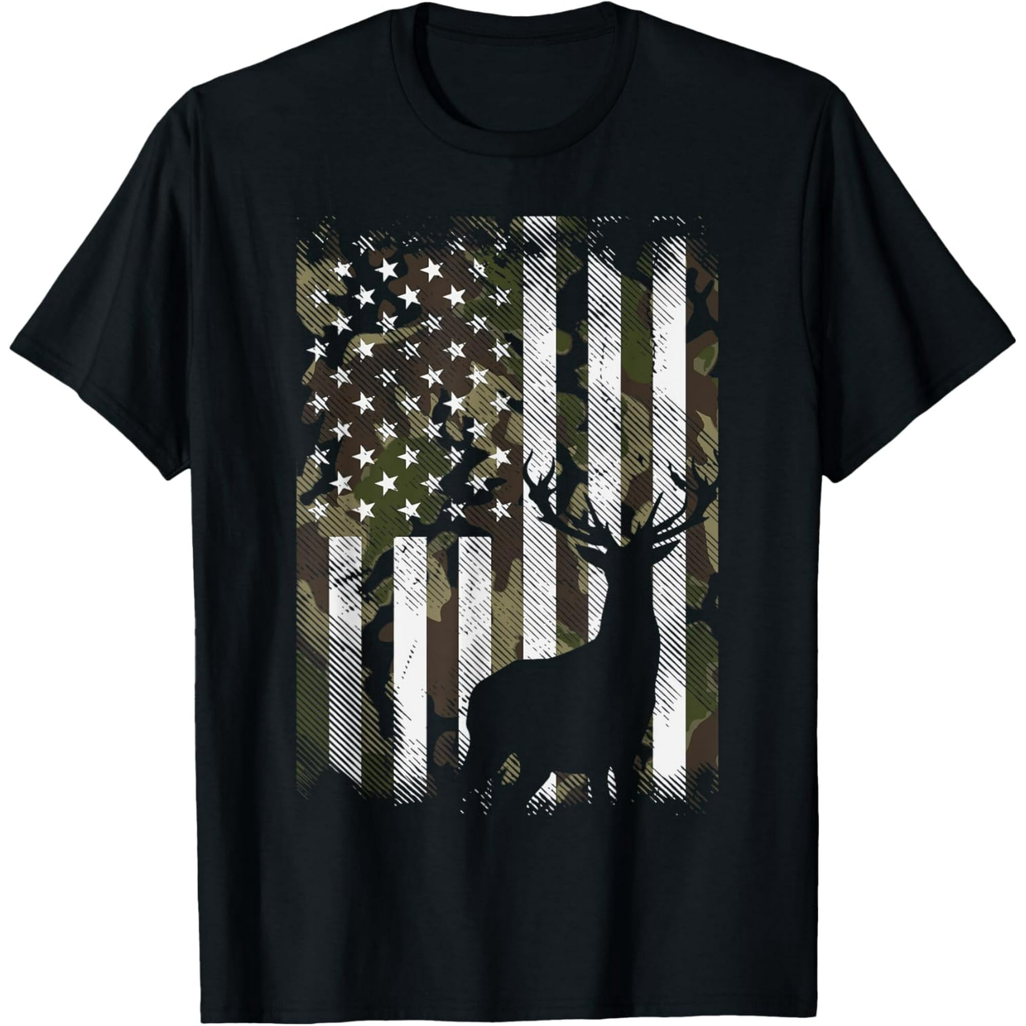 Camo US Flag Deer Elk Buck Camoflage Hunting Hunter Dad Gift Short ...