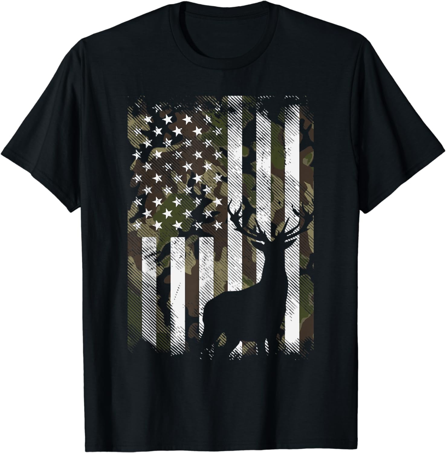 Camo US Flag Deer Elk Buck Camoflage Hunting Hunter Dad Gift Short ...