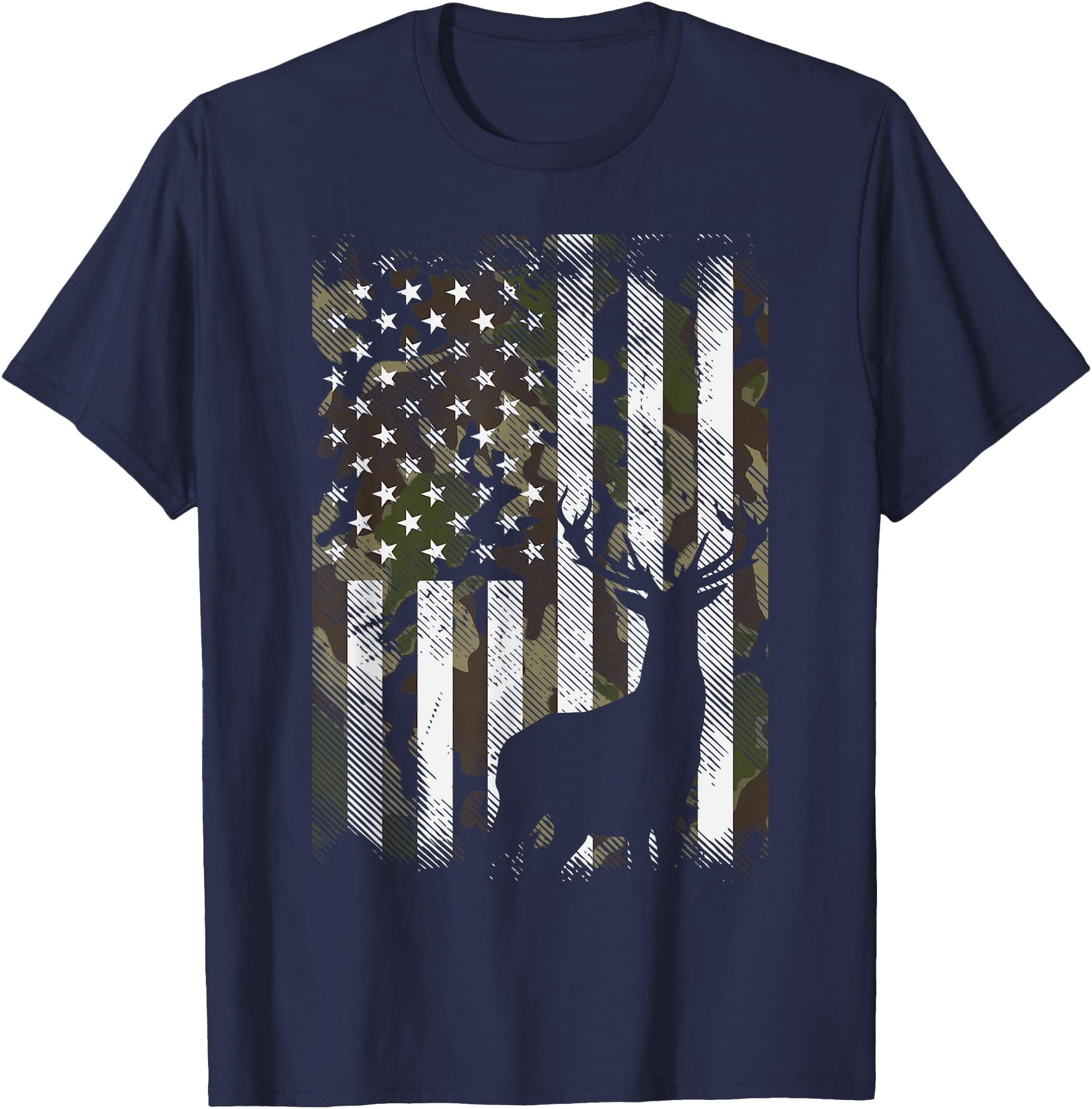Camo US Flag Deer Elk Buck Camoflage Hunting Hunter Gift Softstyle ...